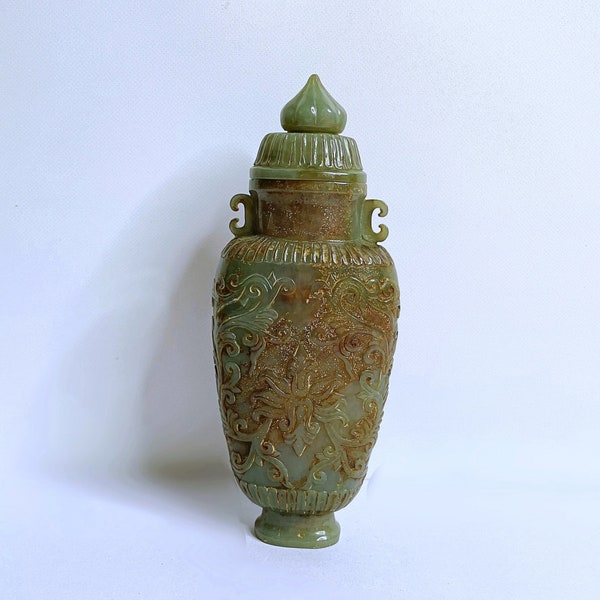 Chinese Carved Jade Vase - Etsy