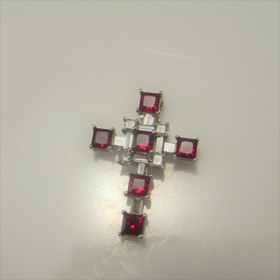 Unheated Ruby Diamond Cross 18K White Gold Crucifix Religious - Etsy