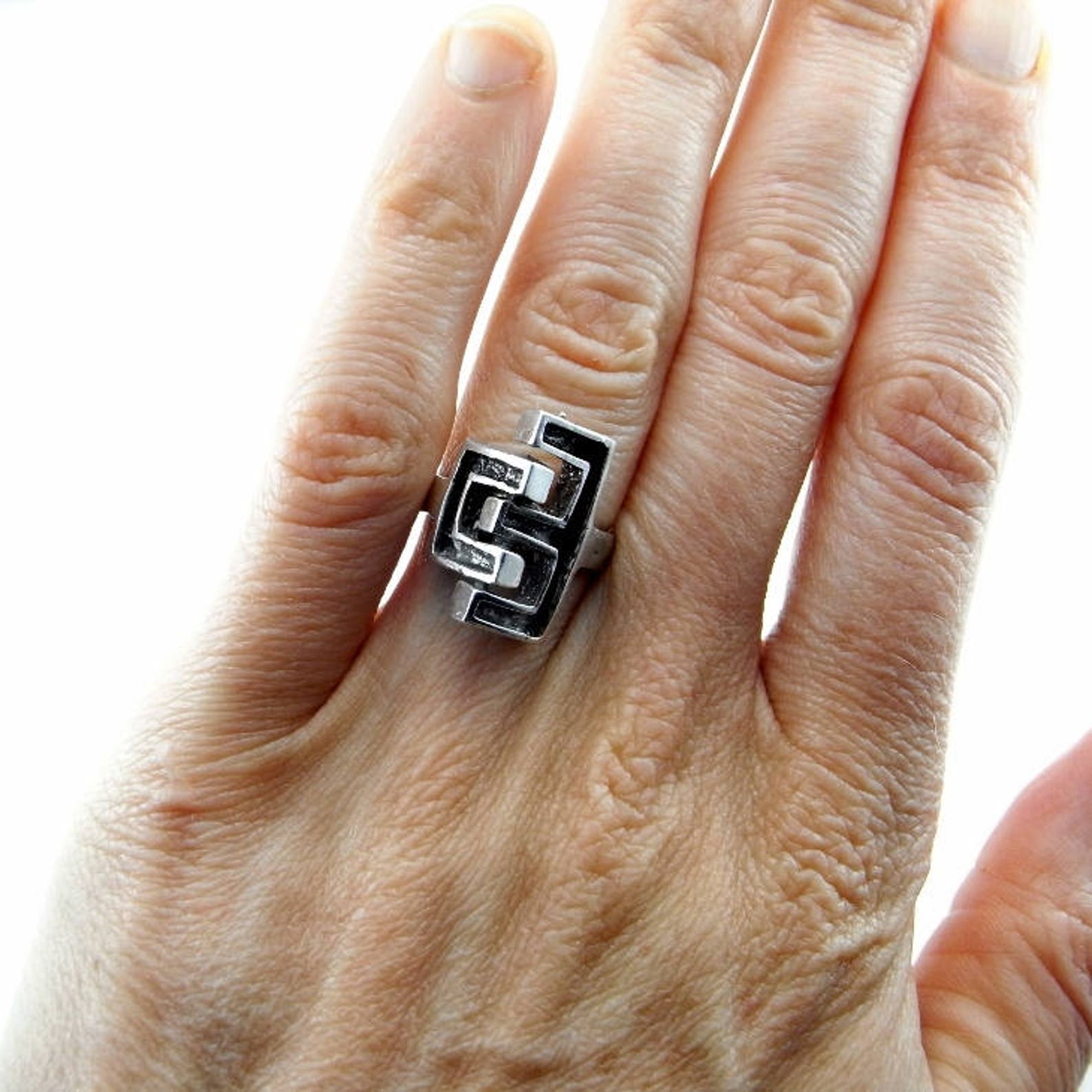 Modernist Ring Sterling Silver 925 Minimalist Unisex Ring - Etsy