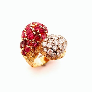 HUGE RUBY RING Natural Red Ruby Diamond Cocktail Ring Artisan Ruby Ring ...