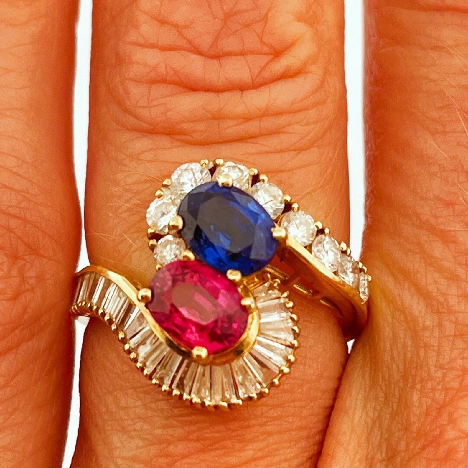 Toi Et Moi Color Engagement Ring Sapphire Ruby Wedding Ring - Etsy