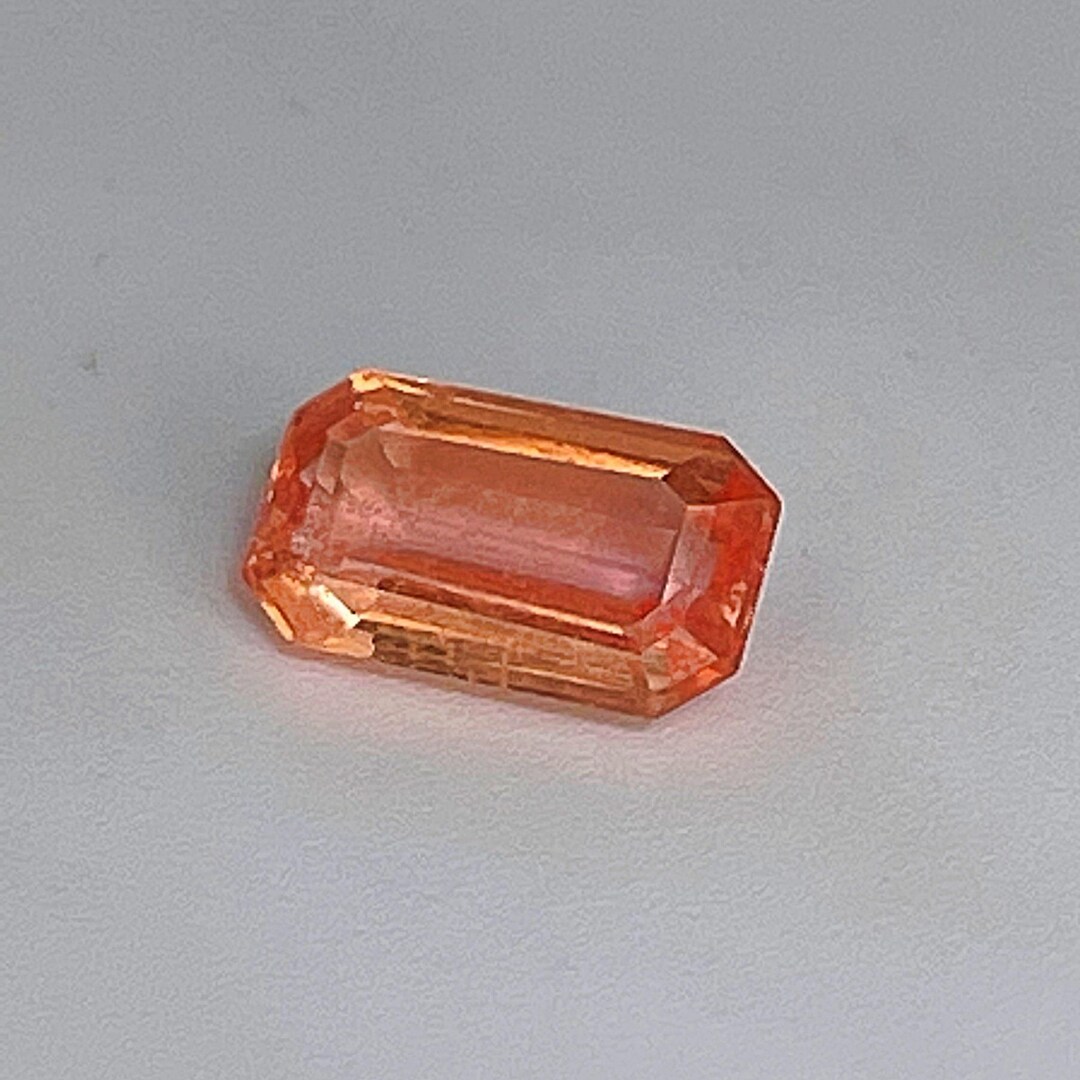 Vibrant Orange Sapphire Emerald Cut Apricot Orange Sapphire Emerald Cut ...