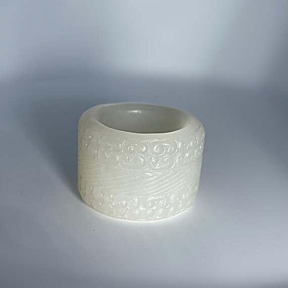 Antique Mutton Fat Jade Archers Ring w. Authenticity … - Gem