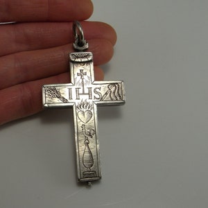 1600s Renaissance Antique Reliquary Cross Silver IHS Passion of Christ ...