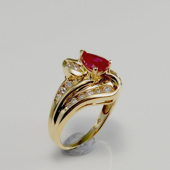 Pear Cut Ruby Ring Ruby Engagement Ring Unique Ruby R… - Gem