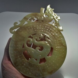Chinese Antique Jade Ming Dynasty Jade Bi Disc Nephrite Jade Bi Dragon ...