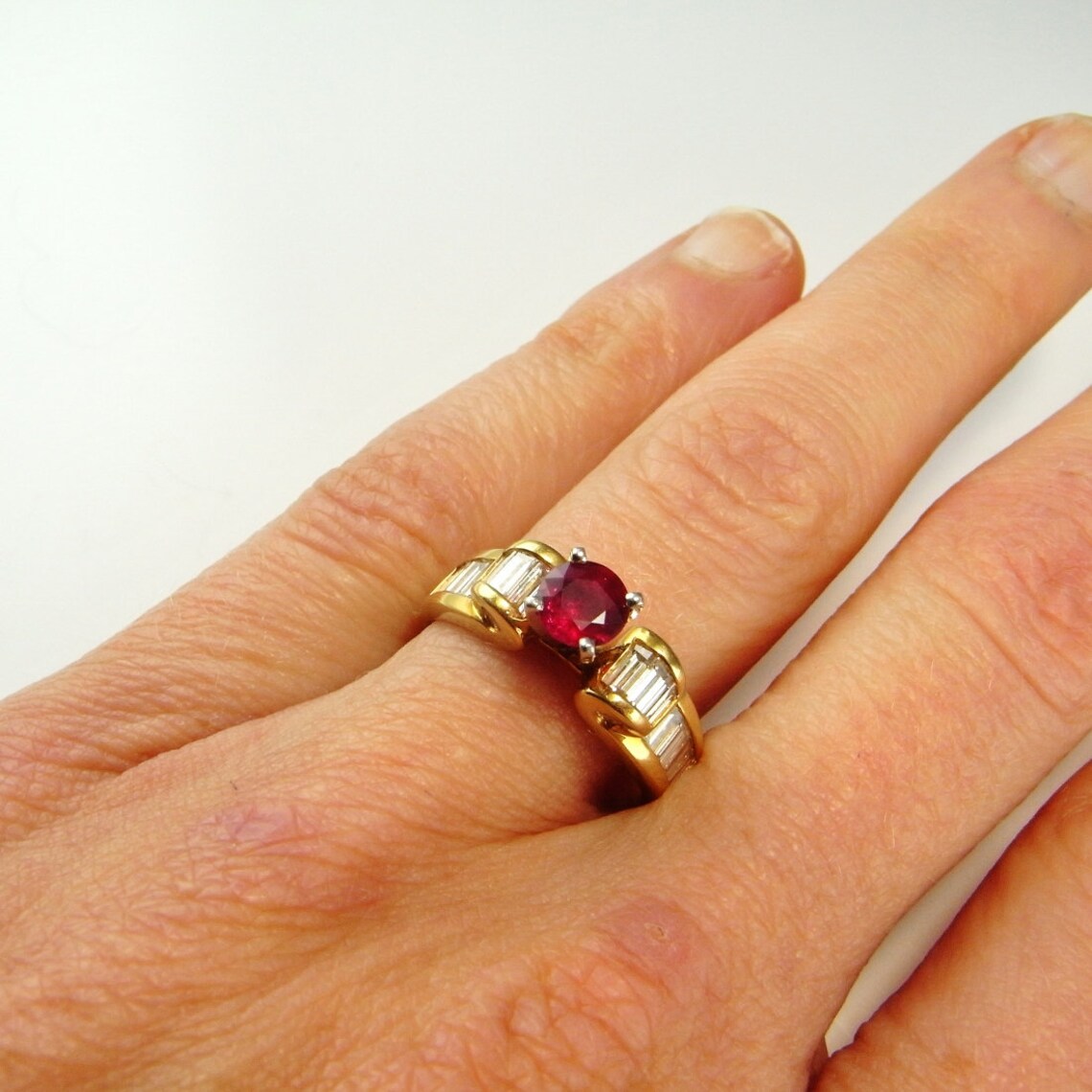 VIVID RED RUBY Ring Natural Red Ruby Ring Round Brilliant Cut | Etsy