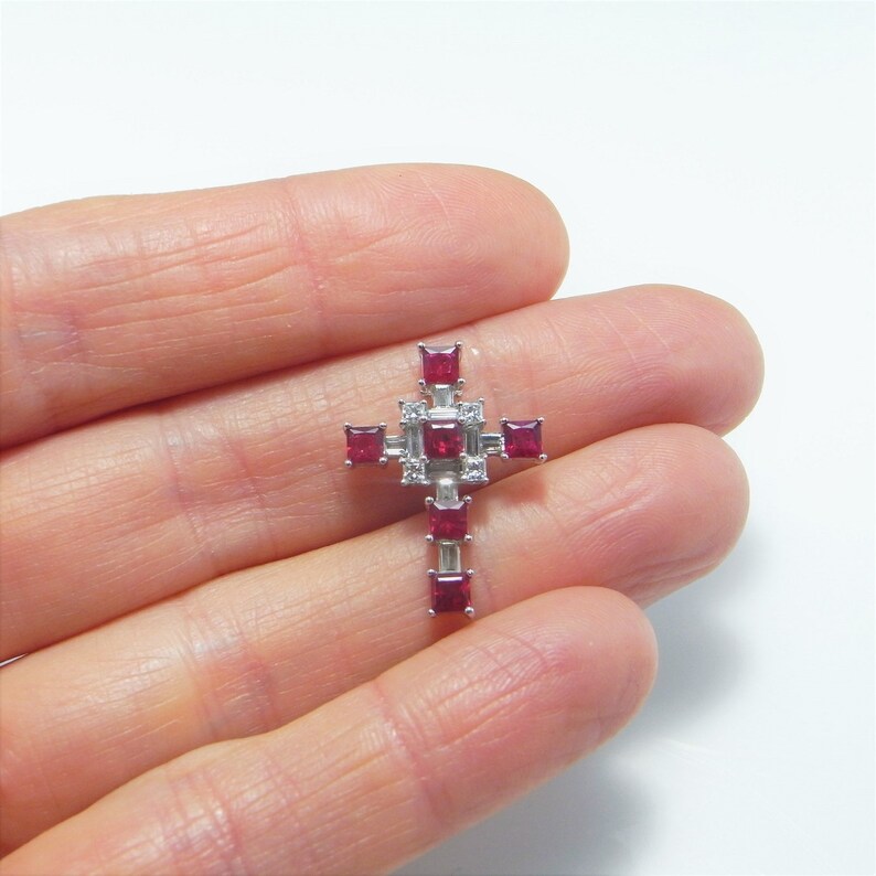 Unheated Ruby Diamond Cross 18K White Gold Crucifix Religious - Etsy