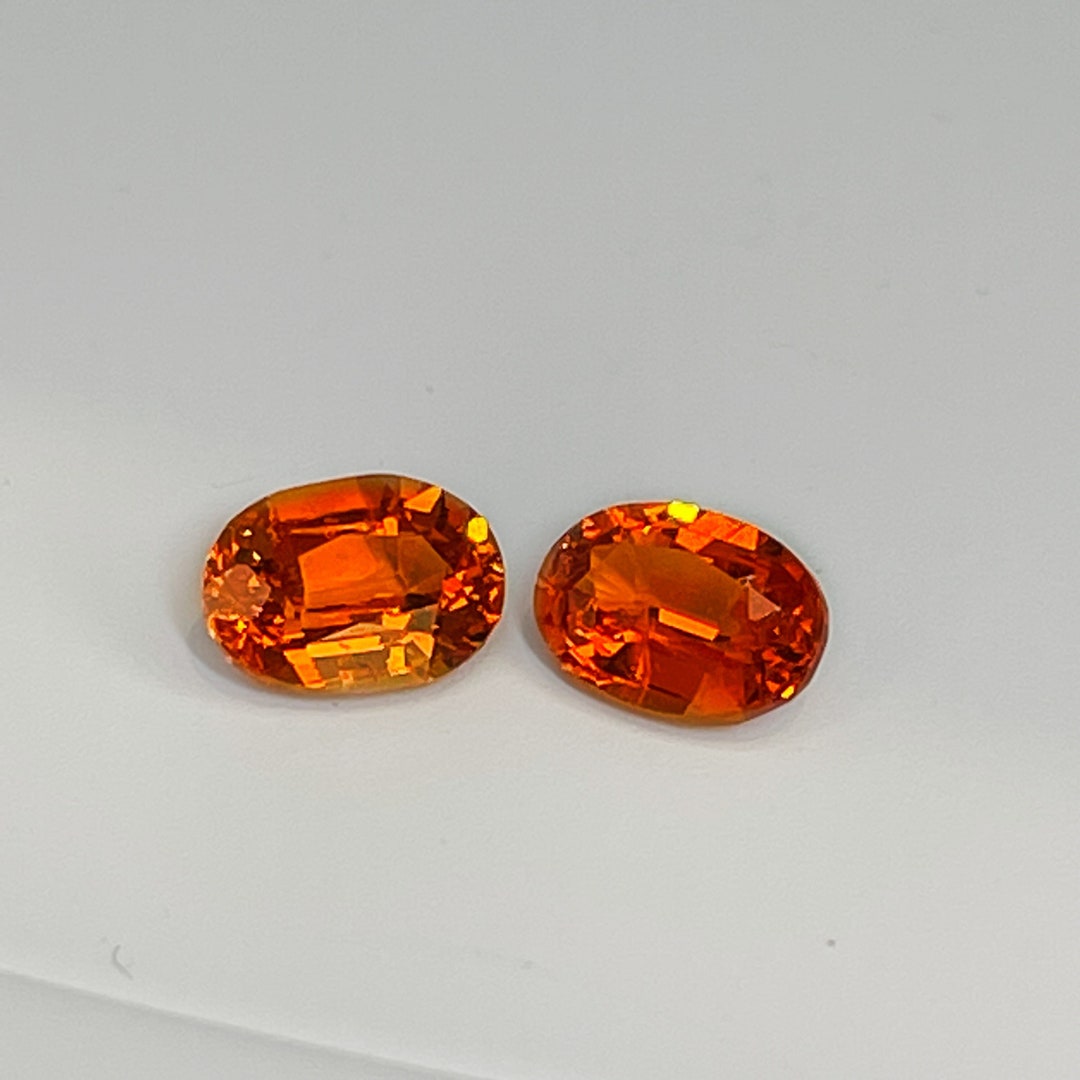 Pair Fanta Garnets Mandarin Garnets Orange Garnets Spessartine Garnets Loose Oval Cut ...