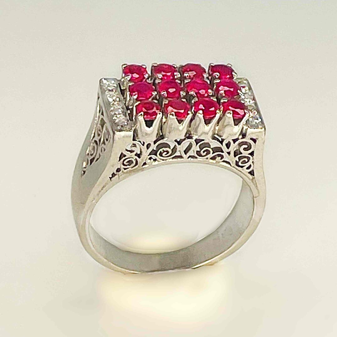 Art Deco Filigree Ruby 18K Gold Ring 1930s Unheated Ruby Diamond ...