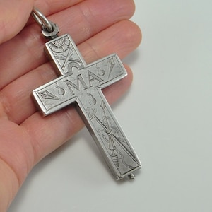 1600s Renaissance Antique Reliquary Cross Silver IHS Passion of Christ ...