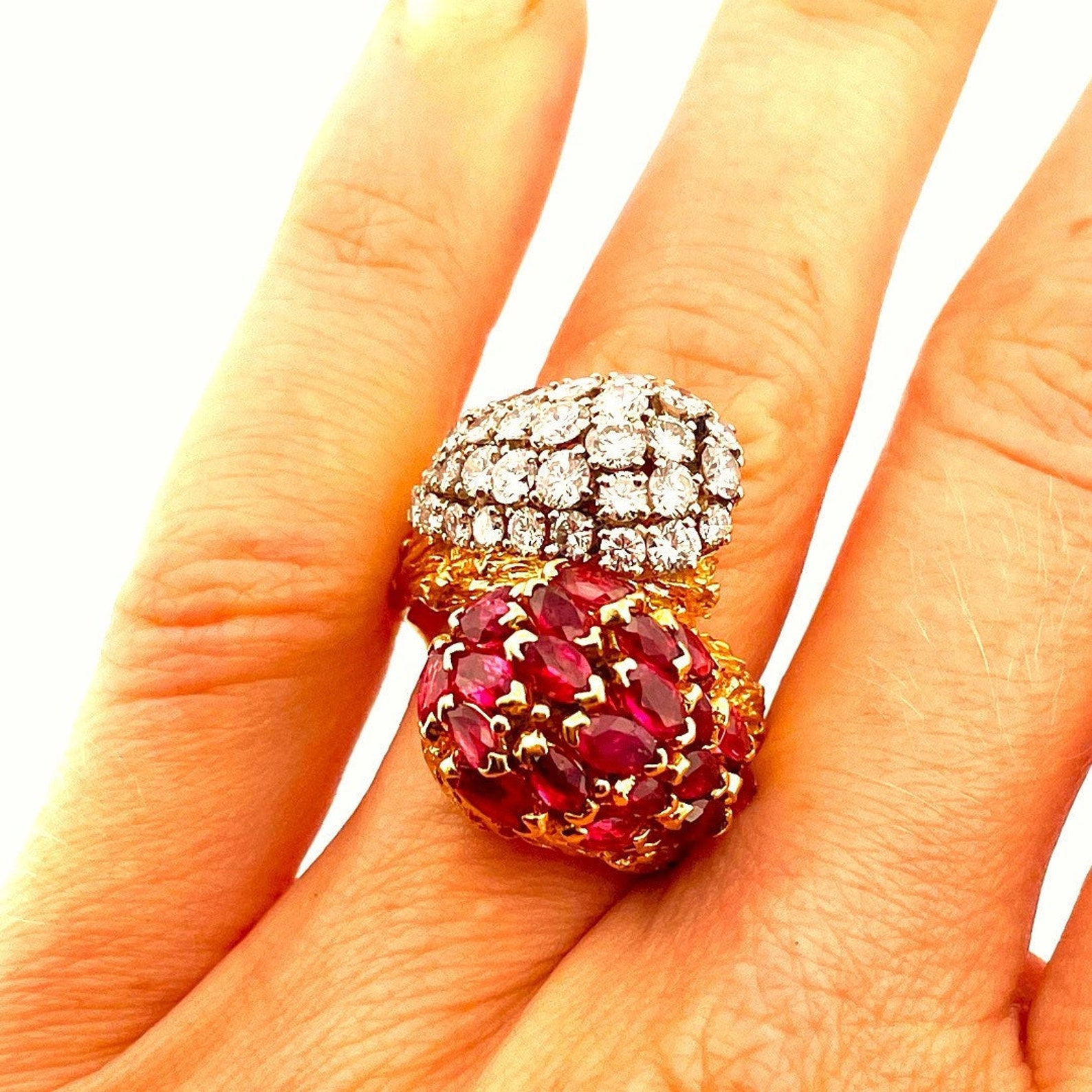HUGE RUBY RING Natural Red Ruby Diamond Cocktail Ring Artisan - Etsy