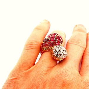 HUGE RUBY RING Natural Red Ruby Diamond Cocktail Ring Artisan Ruby Ring ...