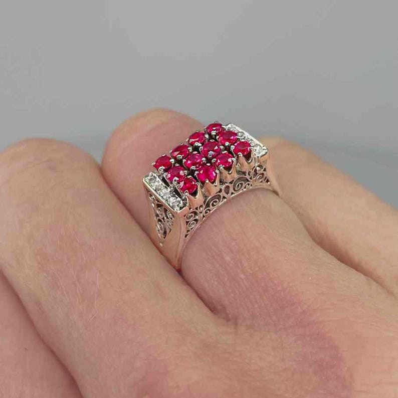 Art Deco Filigree Ruby 18K Gold Ring 1930s Unheated Ruby Diamond ...