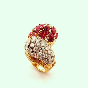 HUGE RUBY RING Natural Red Ruby Diamond Cocktail Ring Artisan Ruby Ring ...