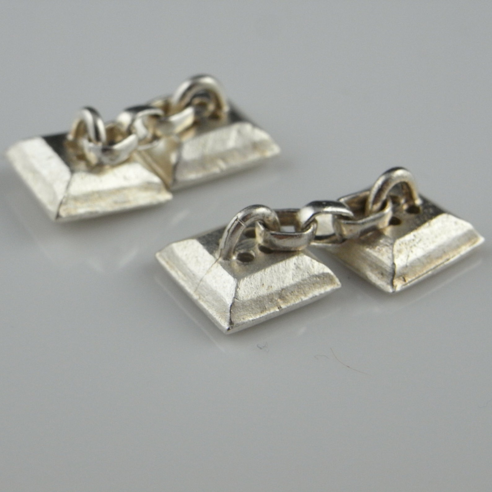 BUTTON Double Sided Sterling Silver Unique Art Deco Antique Cuff Links ...