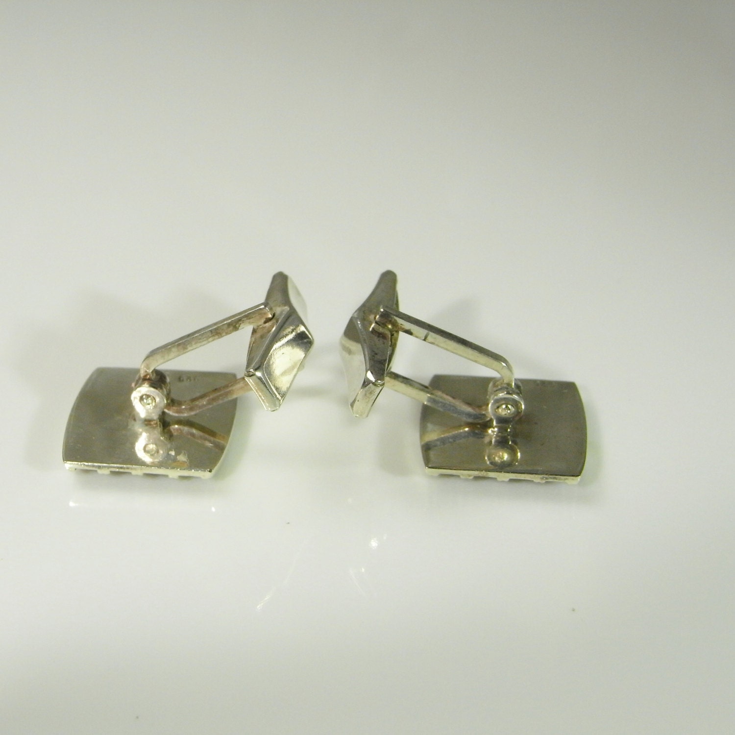 Vintage Silver Cufflinks Geometric Cuff Links With Box Unisex Gifts ...