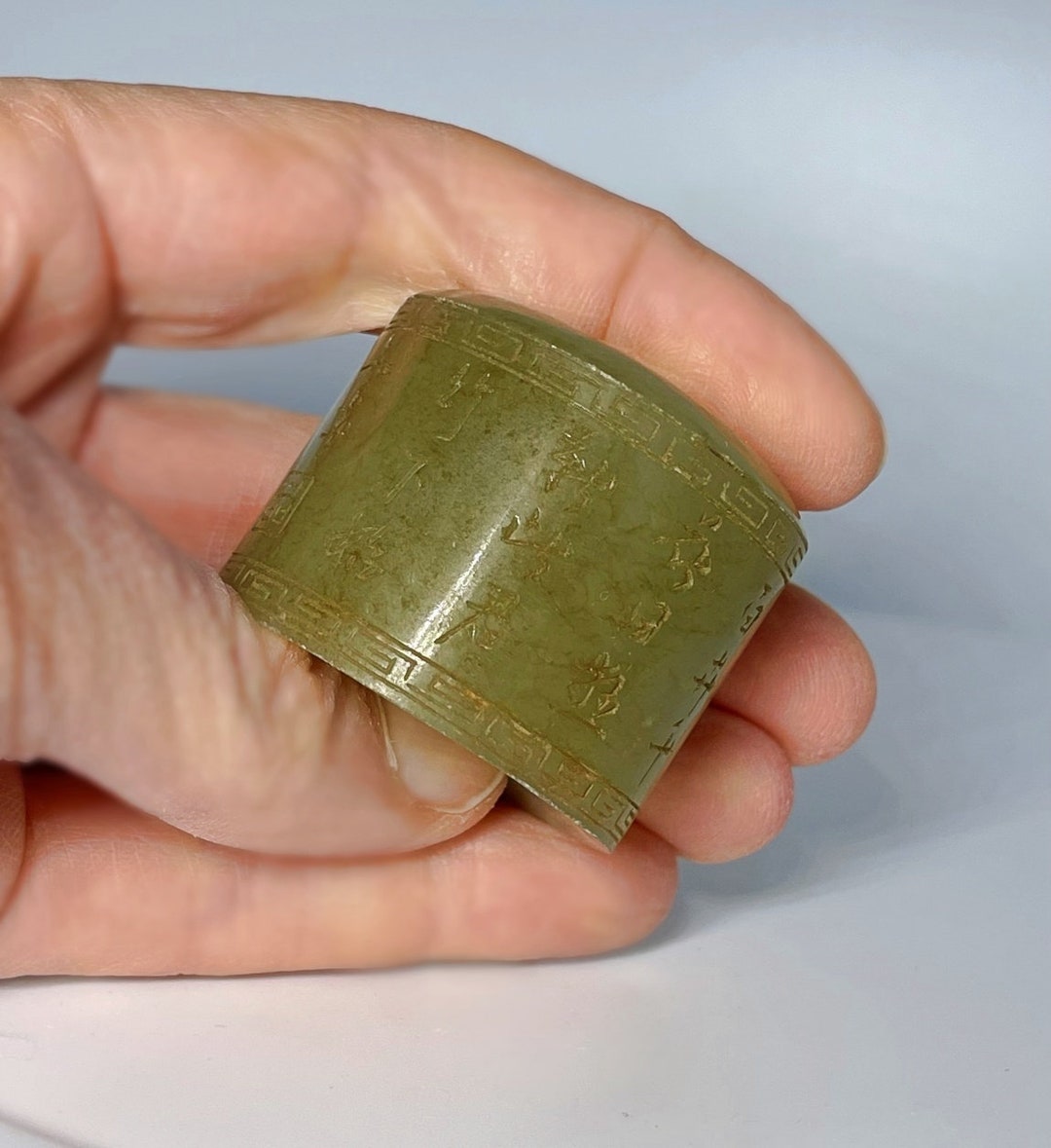 Antique Chinese Green Jade Archers Ring W. Authenticity Report ...