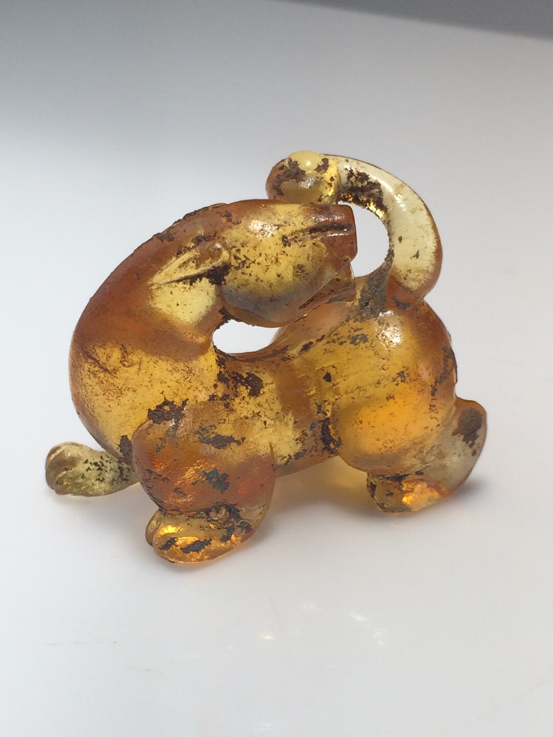 100 AD ANCIENT HAN Dynasty Yellow Glass Bixie Pixiu Beast Creature ...