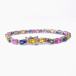 Unheated Rainbow Sapphire Bracelet Multicolor Sapphire Diamond Bracelet ...