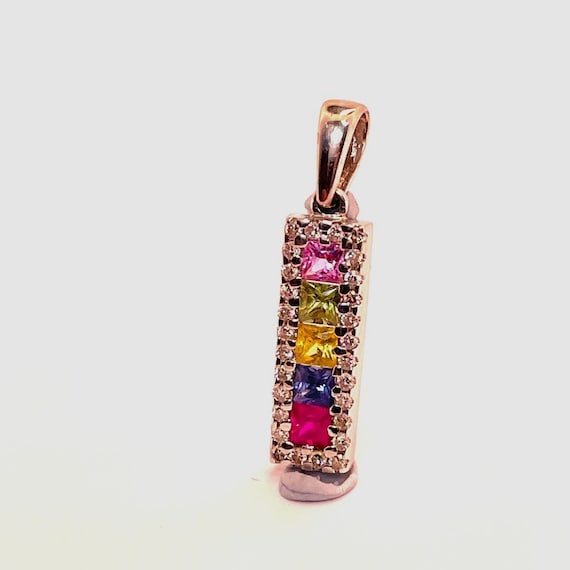 Rainbow Sapphire Necklace Pendant Gold Estate Natural… - Gem