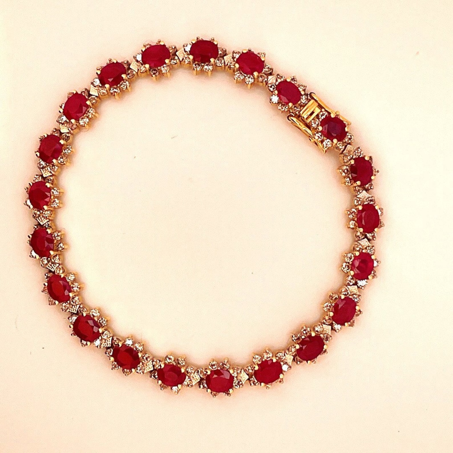 Red Ruby Diamond Tennis Bracelet 14K Gold Natural Ruby Tennis - Etsy