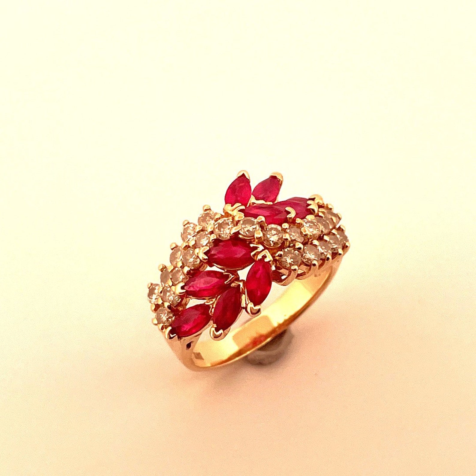 VIVID RED RUBY Ring 14K Red Ruby Diamond Ring Marquise Cut - Etsy