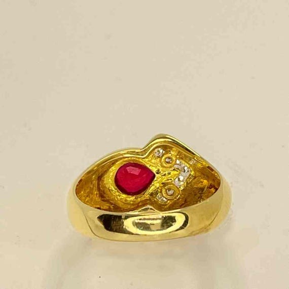 Ruby Ring 14K Yellow Gold Ruby Diamond Signet Unisex … - Gem