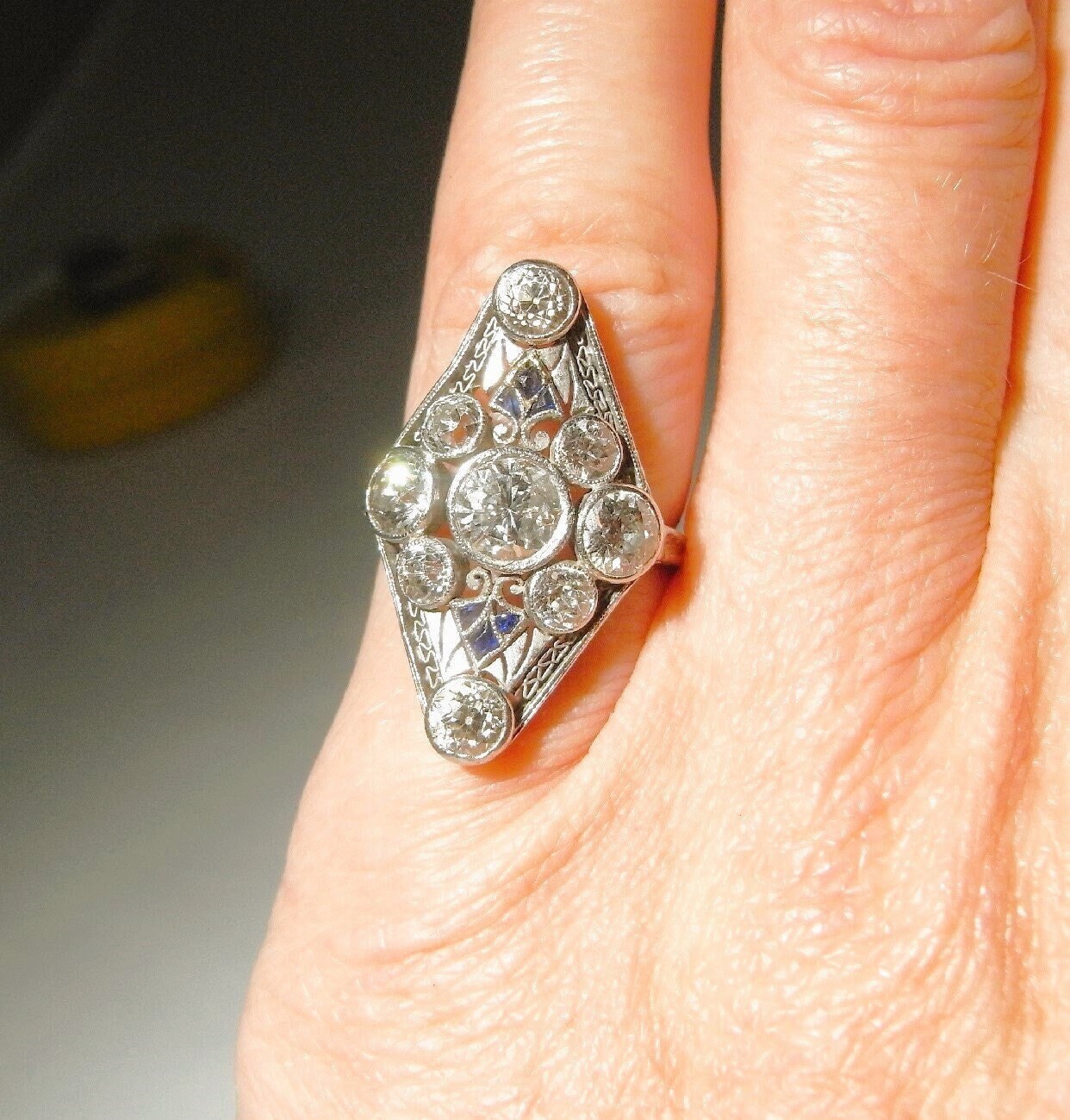 Edwardian platinum diamond ring store