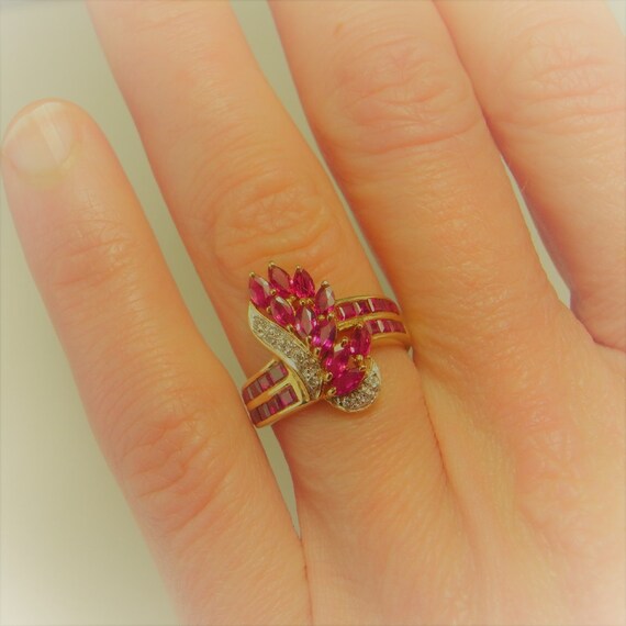 Unique Ruby Engagement Ring Ruby Diamond Ring Mid Cen… - Gem