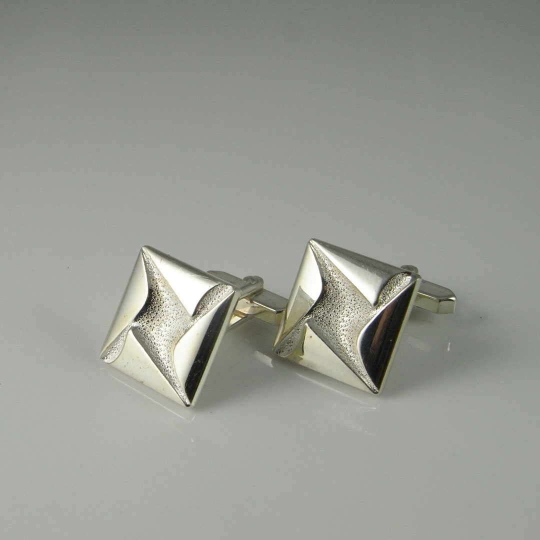 Geometric Abstract Squares Fine Silver Unique Vintage Cuff Links ...