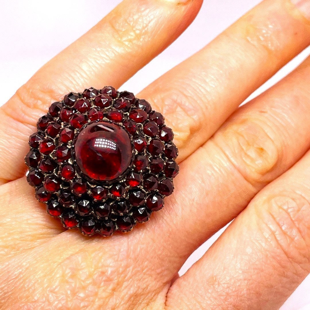 Victorian Garnet Ring Antique Garnet Ring Rose Cut Garnet Ring Red ...