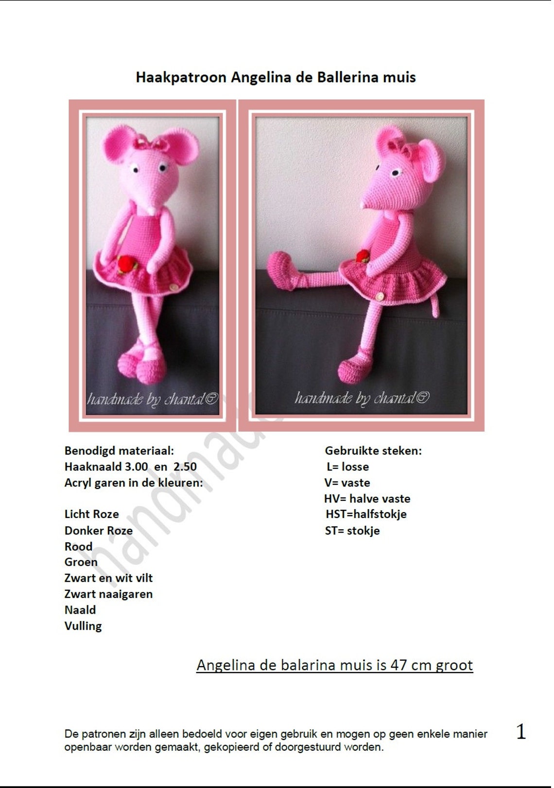 Haakpatroon Angelina de ballerina muis - Etsy Nederland