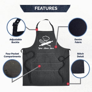 Baking Aprons for Women & Men — Custom Denim Cooking Apron With Pockets ...
