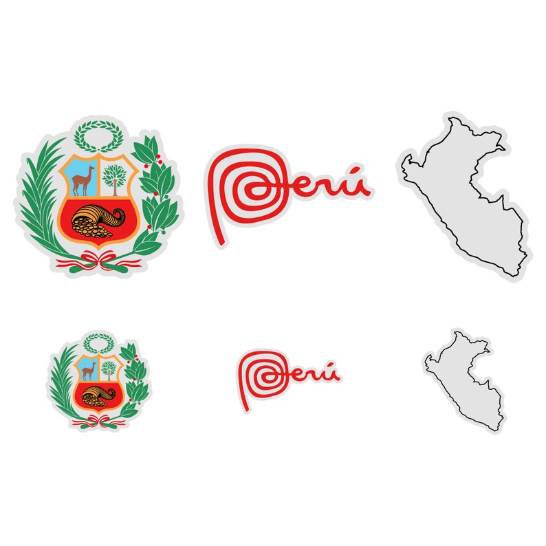 Peru Stickers Marca Peru Escudo Peru Map 6 Pack - Etsy