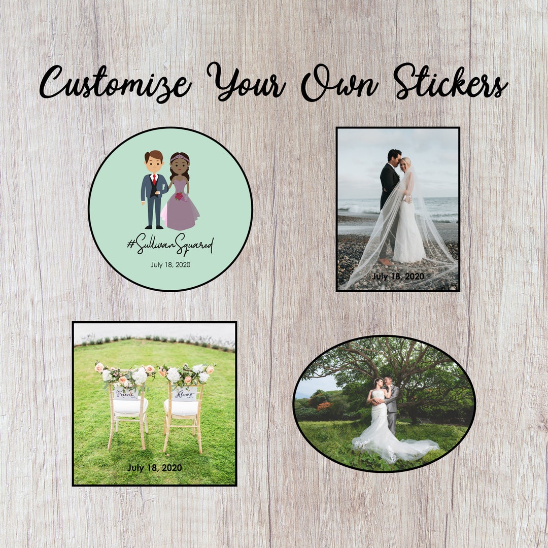 Wedding Stickers 50 Pack — Custom Personalized Wedding Decor — Party ...