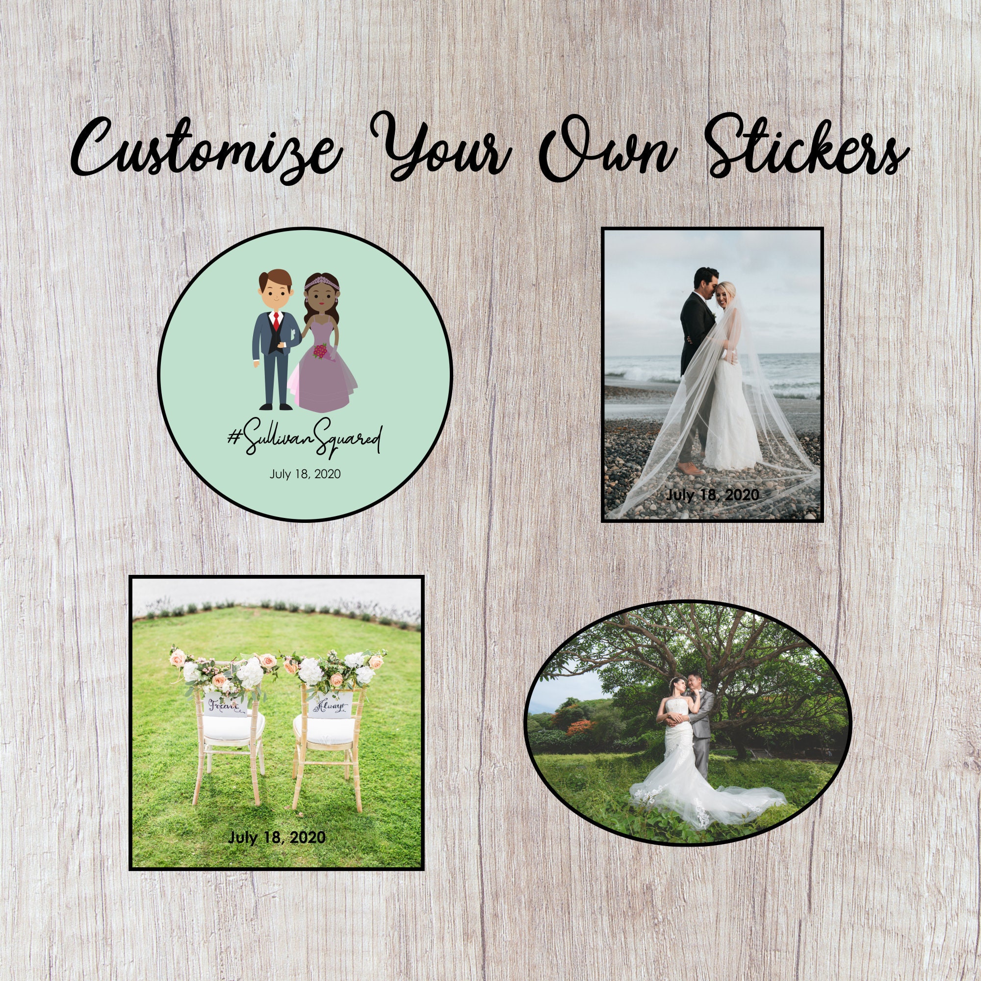 Wedding Stickers 50 Pack Custom Personalized Wedding Decor | Etsy