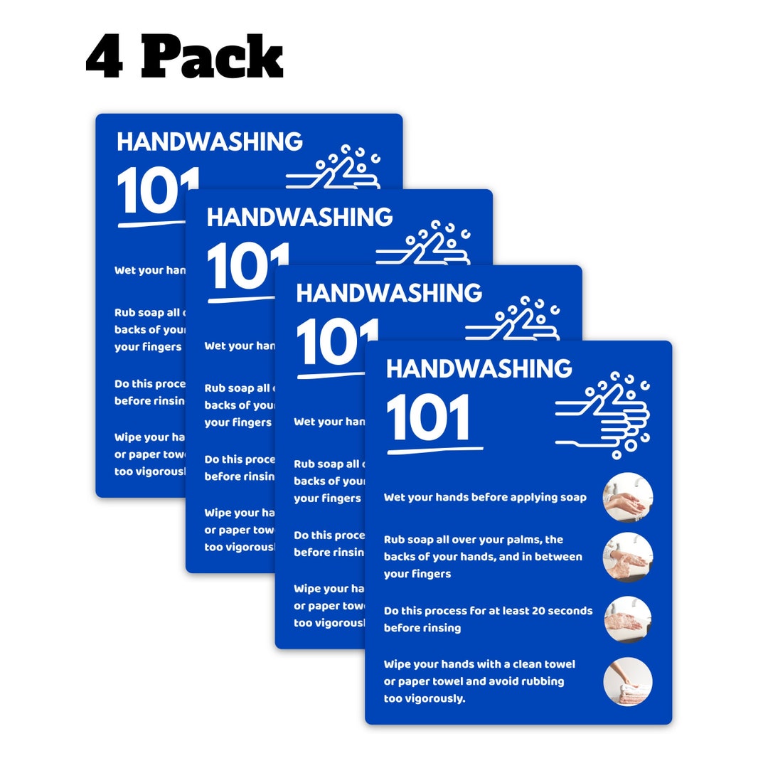 Wash Your Hands Sign — Vinyl Water Resistant Stickers 4 Pack ...