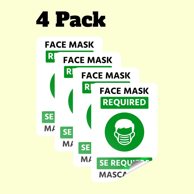 Face Mask Required Sign 4 Pack Vinyl Window Stickers for | Etsy