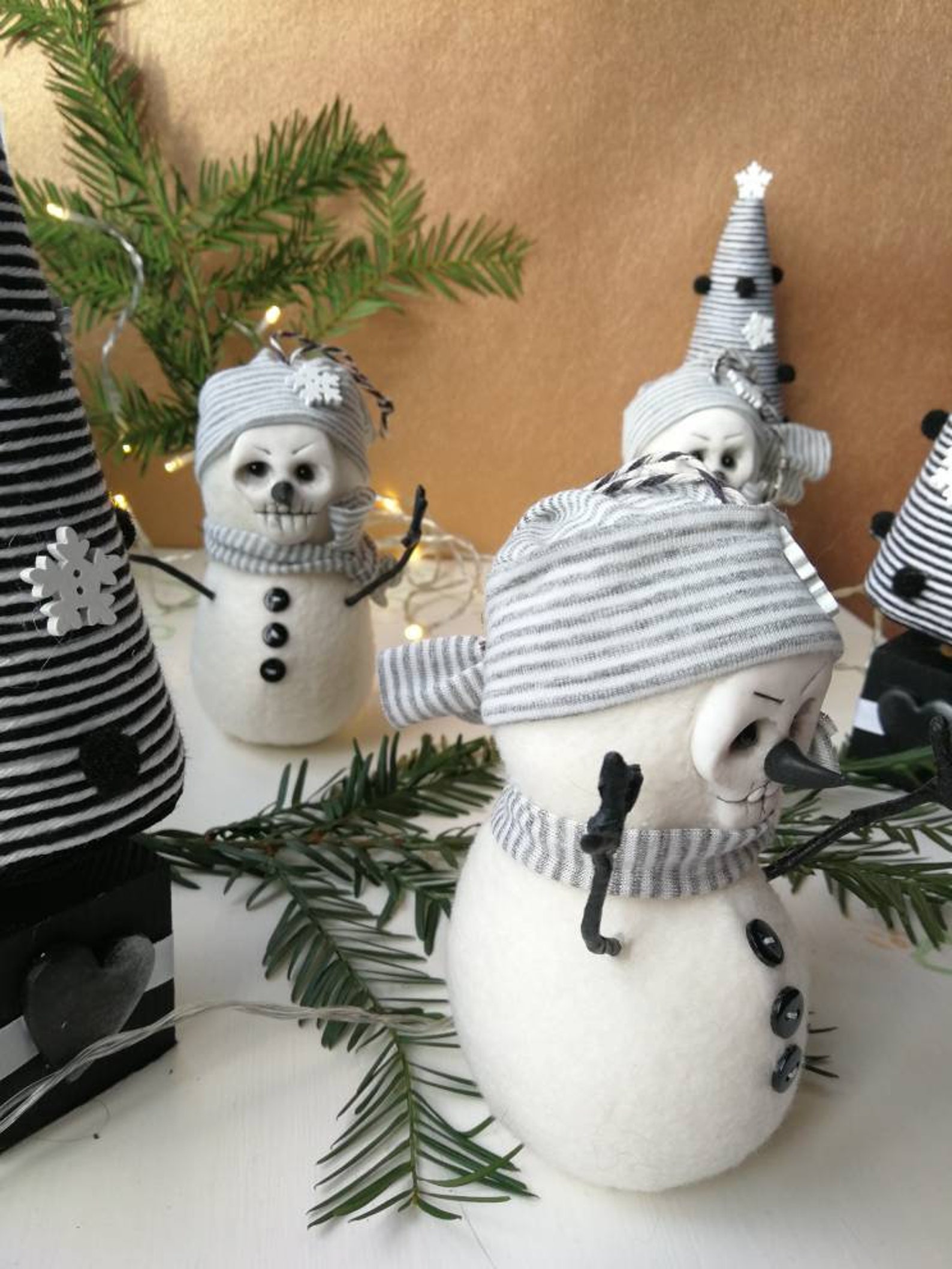 Handmade Creepy Gothic Christmas Ornament Twisted Snowman | Etsy