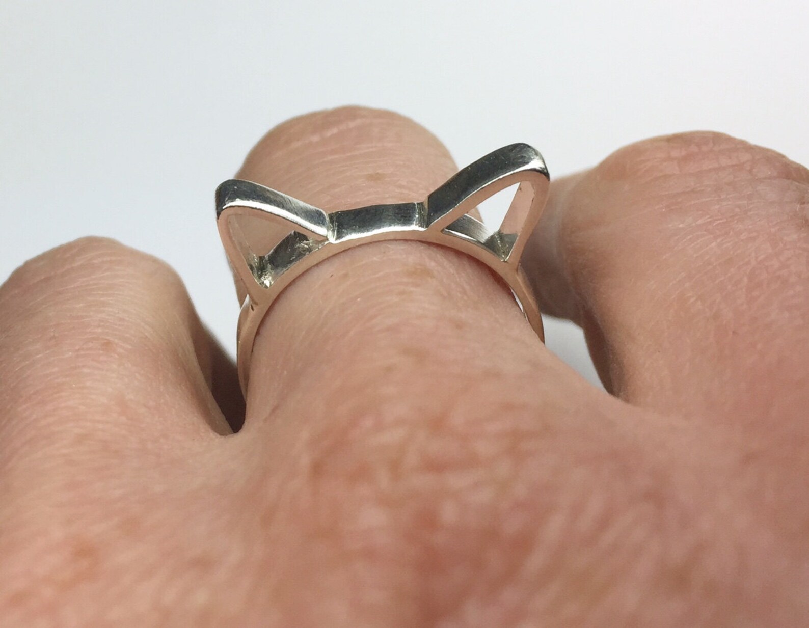Sterling Silver Cat Ears Ring - Etsy