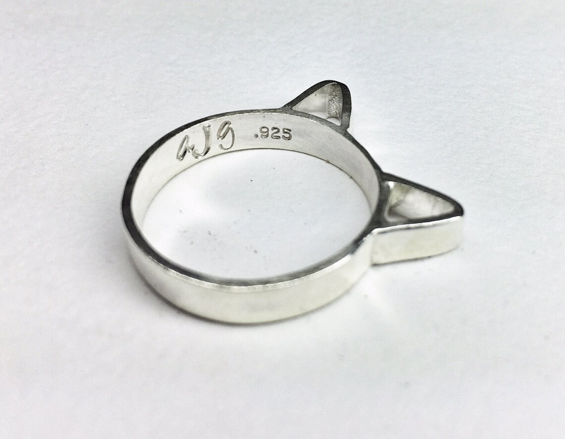 Sterling Silver Cat Ears Ring - Etsy