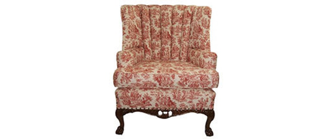 Chippendale Style Channel Back Wing Chair With Red Toile - Etsy
