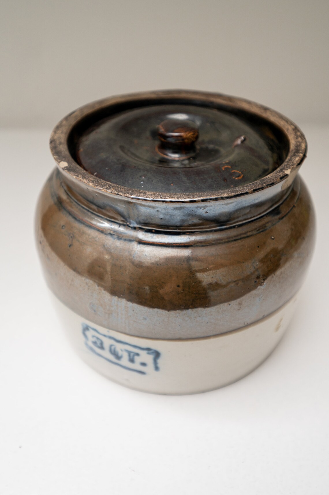 Antique Stoneware Crock With Lid - Etsy