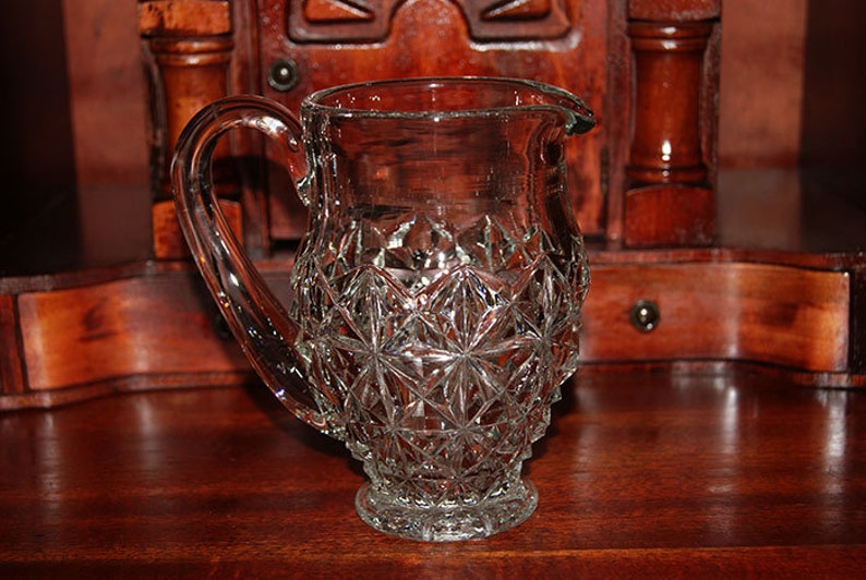 Glass Pitcher - Diamond Cut - Home Decor - Etsy