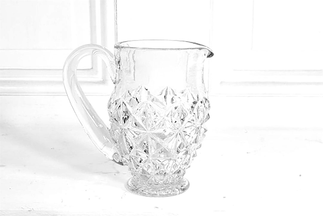 Glass Pitcher - Diamond Cut - Home Decor - Etsy