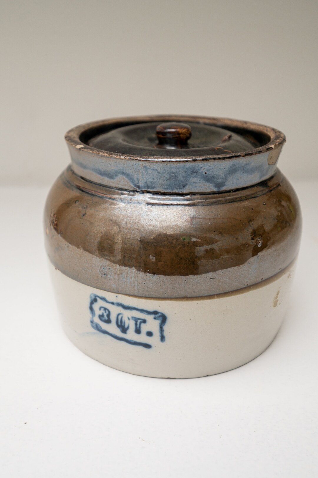 Antique Stoneware Crock With Lid - Etsy