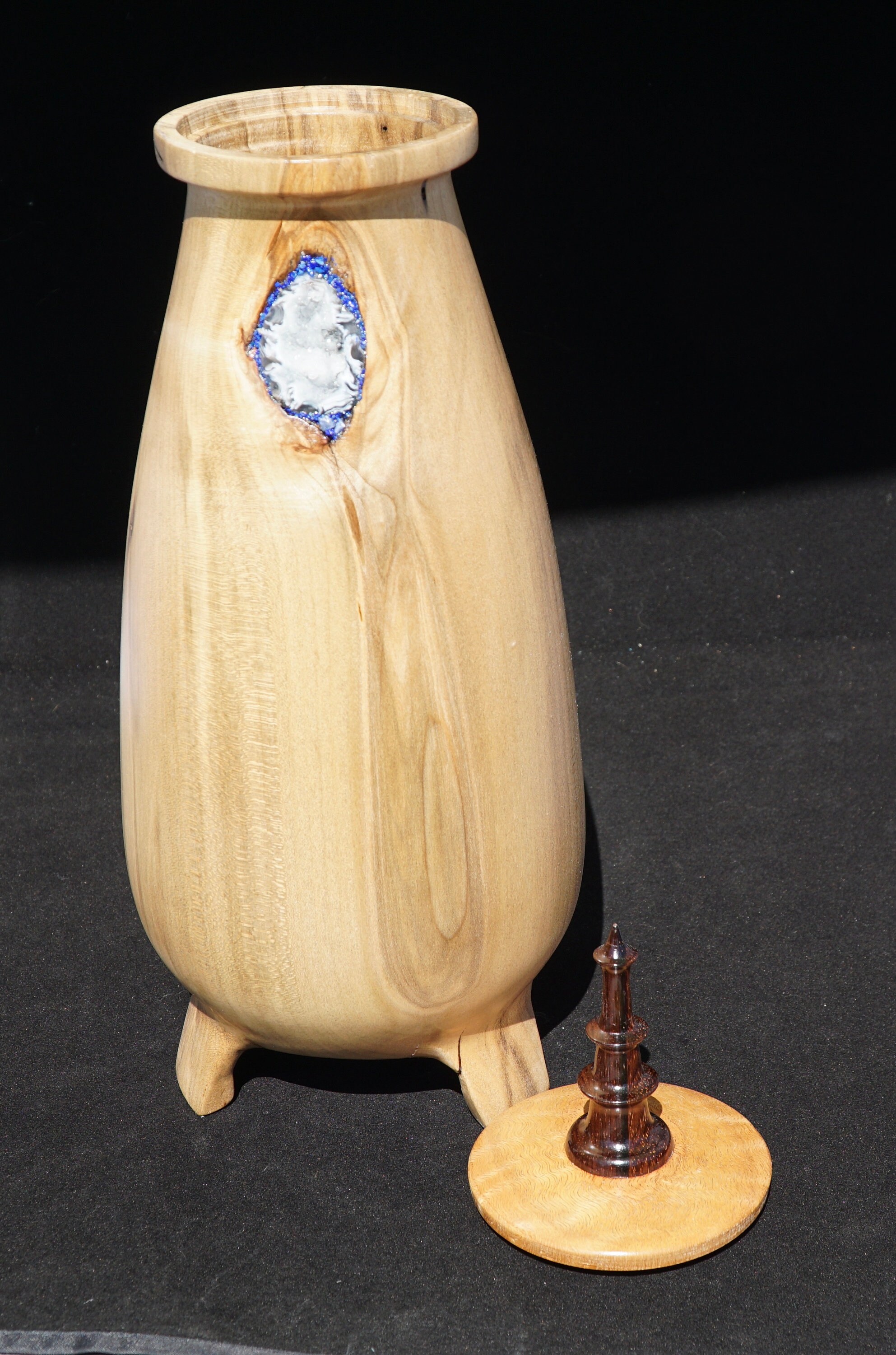 Tall Ambrosia Maple Vase With Stone Geode and Lid - Etsy