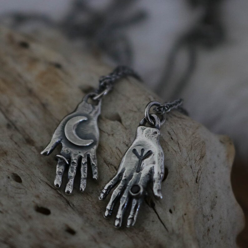 Sterling silver hand necklace hand jewellery gothic | Etsy