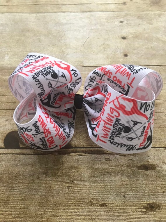 Baton twirler hairbow gift team majorette twirling bow ribbon | Etsy